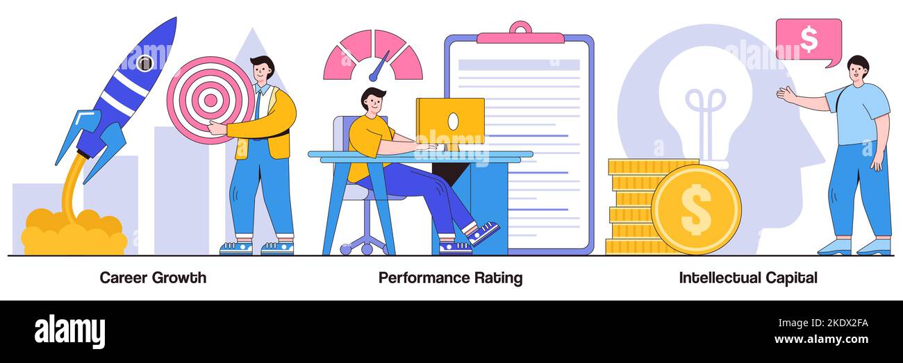 Career growth, performance rating, intellectual capital concept with ...