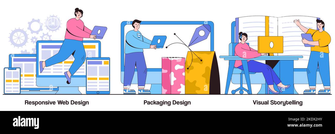 Responsive web design, packaging design, visual storytelling concept ...