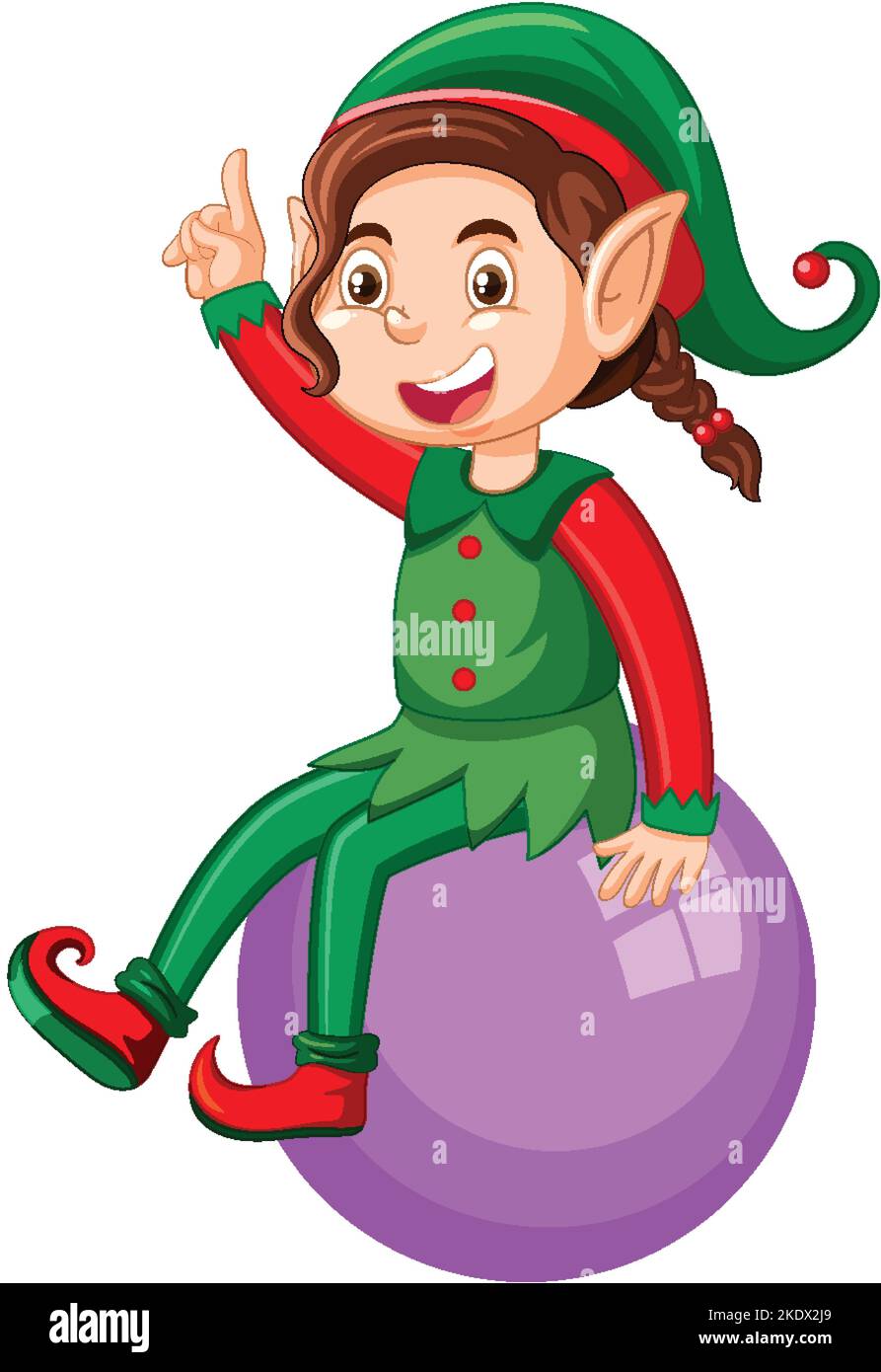 Cute kid wearing elf costume cartoon illustration Stock Vector Image ...