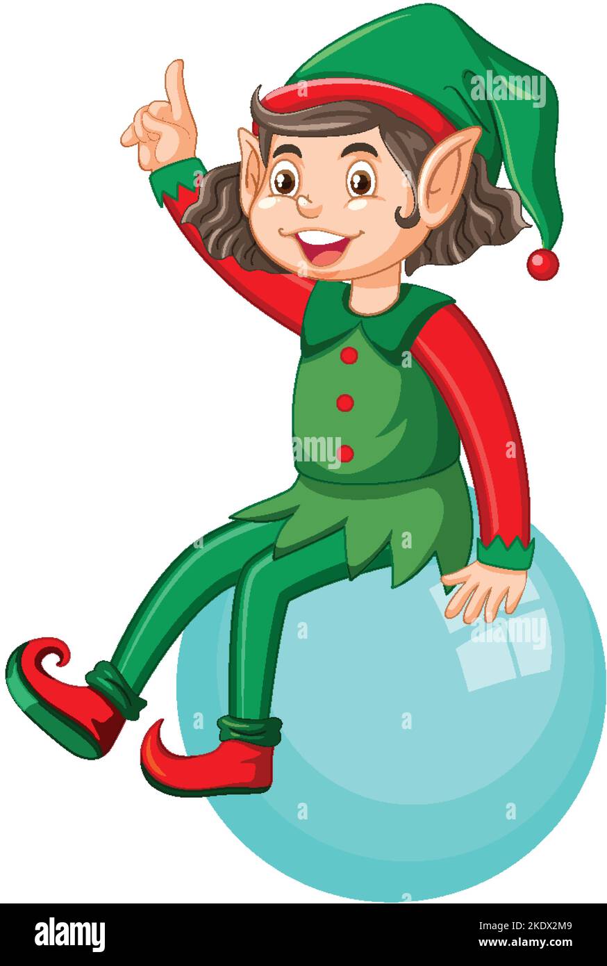 Cute kid wearing elf costume cartoon illustration Stock Vector Image ...