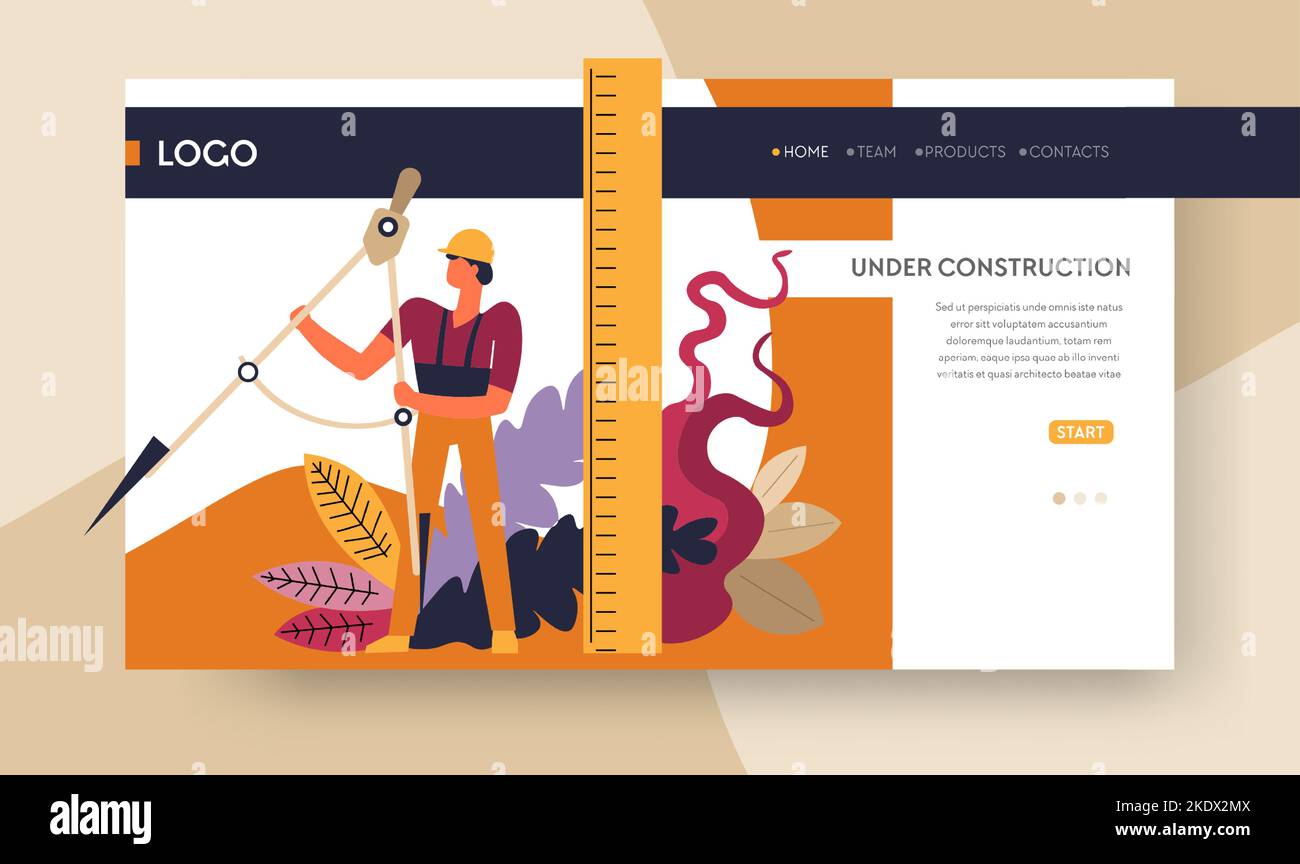 Building industry construction process online web page template vector ...