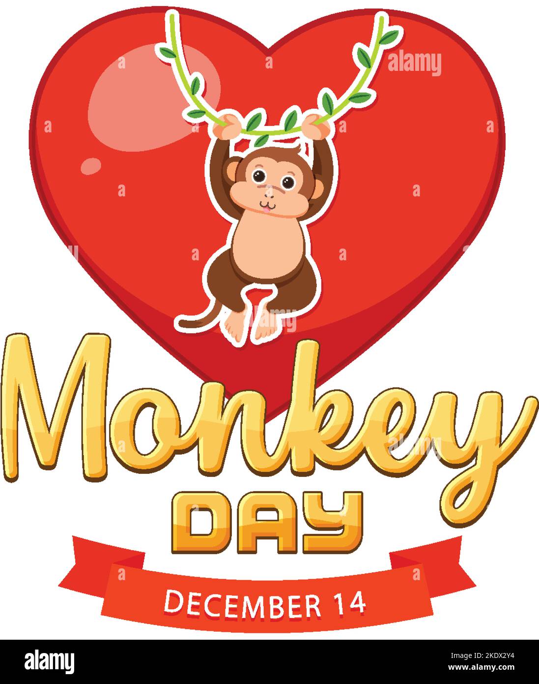 Monkey day text with monkey cartoon character illustration Stock Vector ...