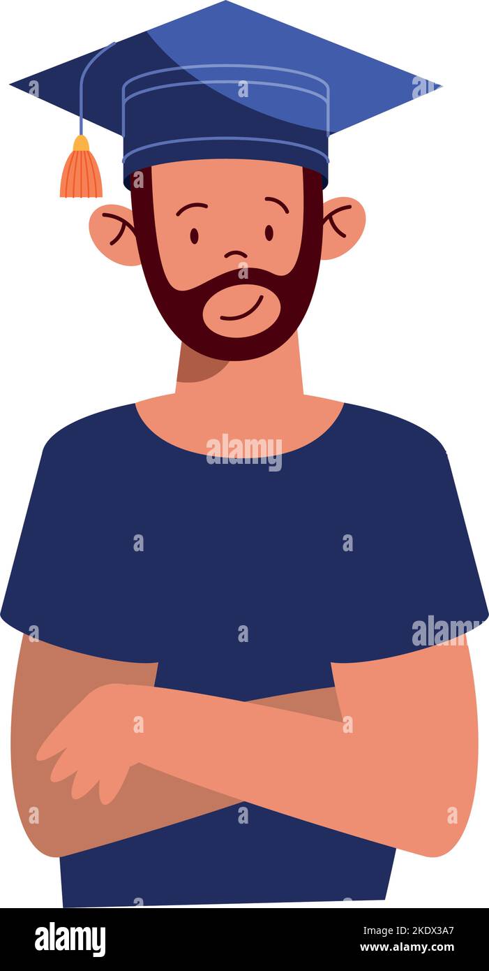 bearded male student with graduation hat character Stock Vector Image ...