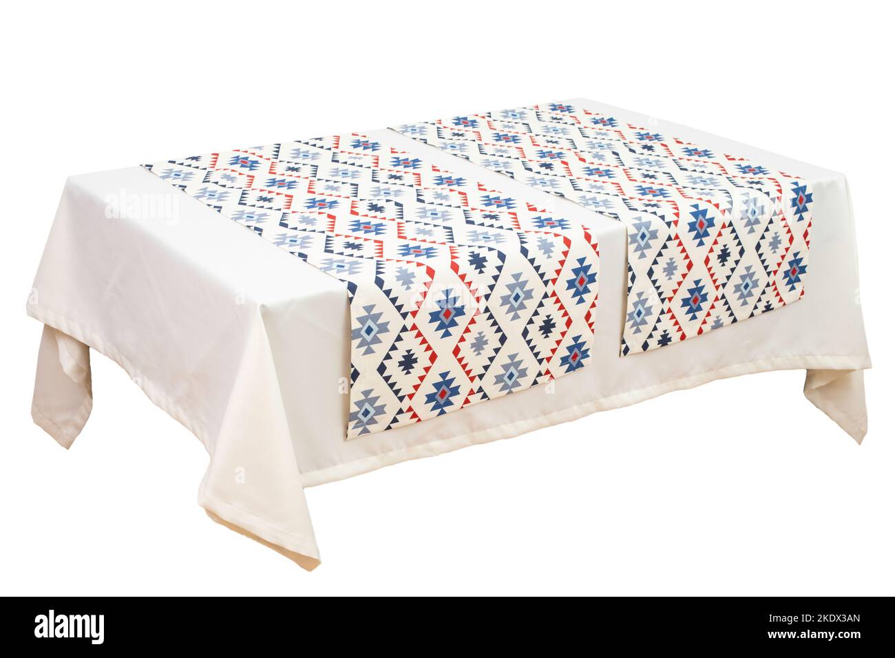 table cloth with runners, isolated on white background Stock Photo - Alamy