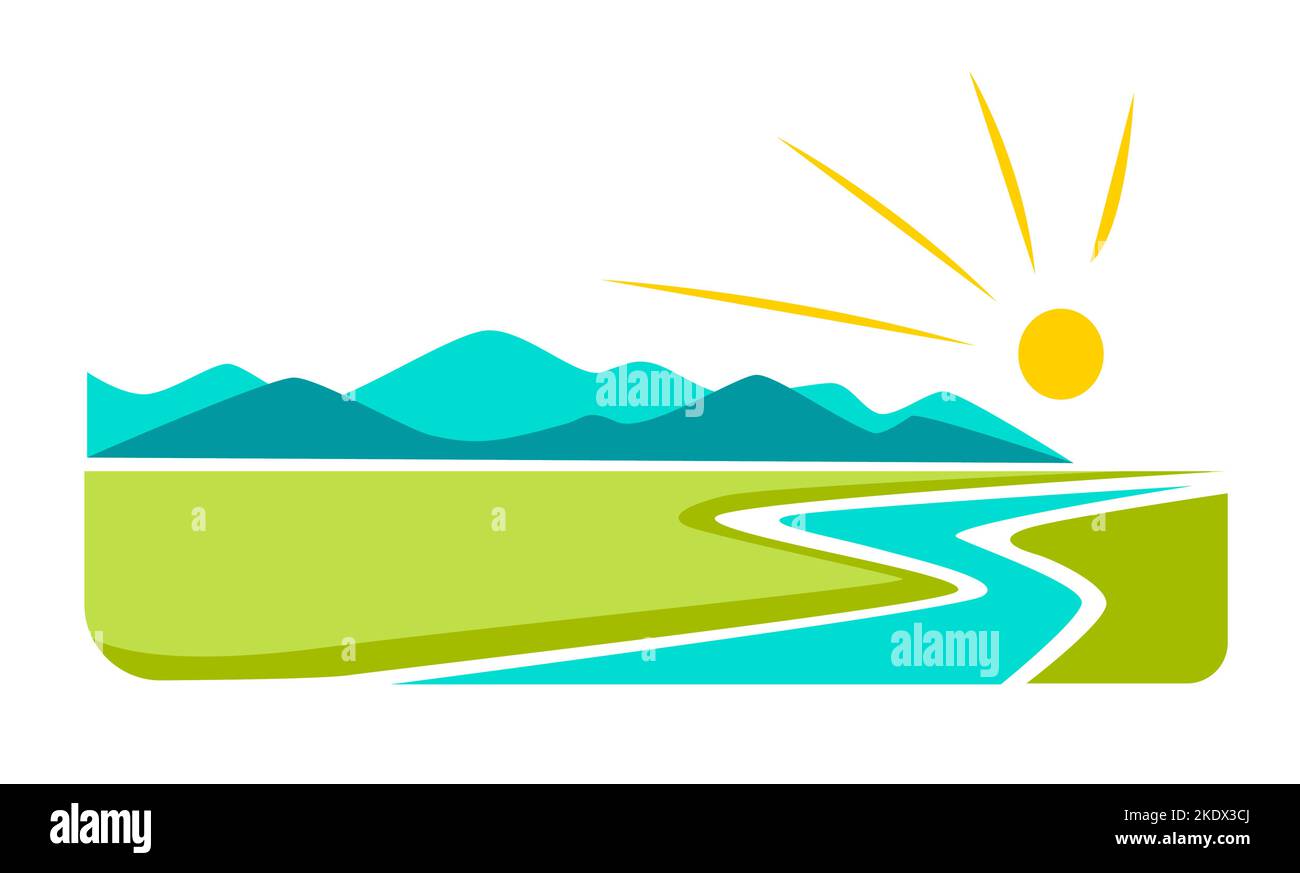 Mountains landscape isolated icons corporate identity template vector ...