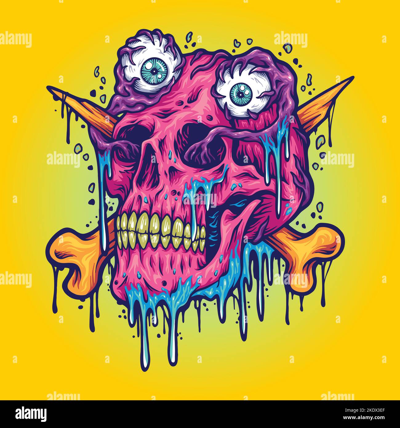 Zombie eyeball skull head illustrations Stock Vector Image & Art - Alamy