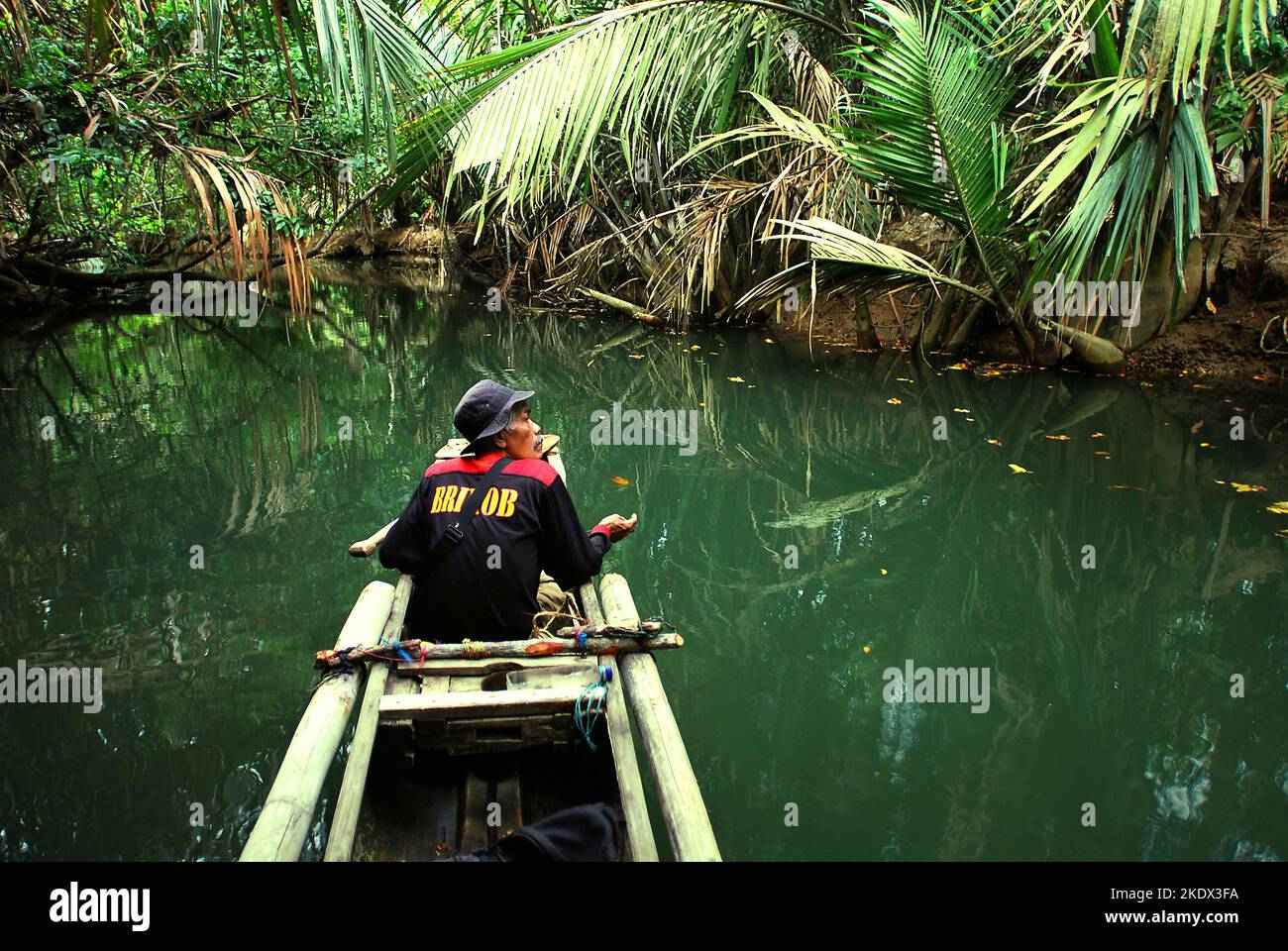 A national park ranger wearing a Brimob (Indonesian Mobile Brigade ...