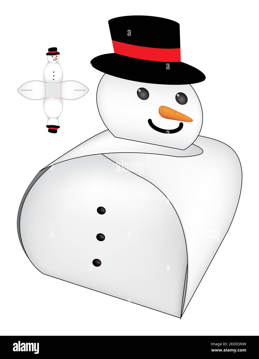 Snowman Box packaging die cut template design. 3d mock-up Stock Vector ...