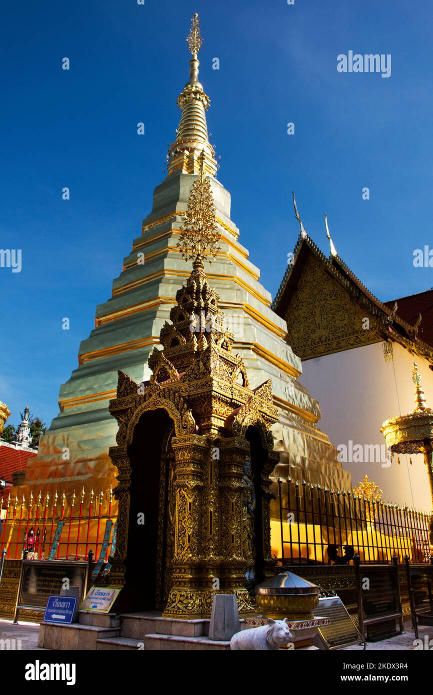 Ancient stupa or antique chedi for thai people foreign travelers travel ...