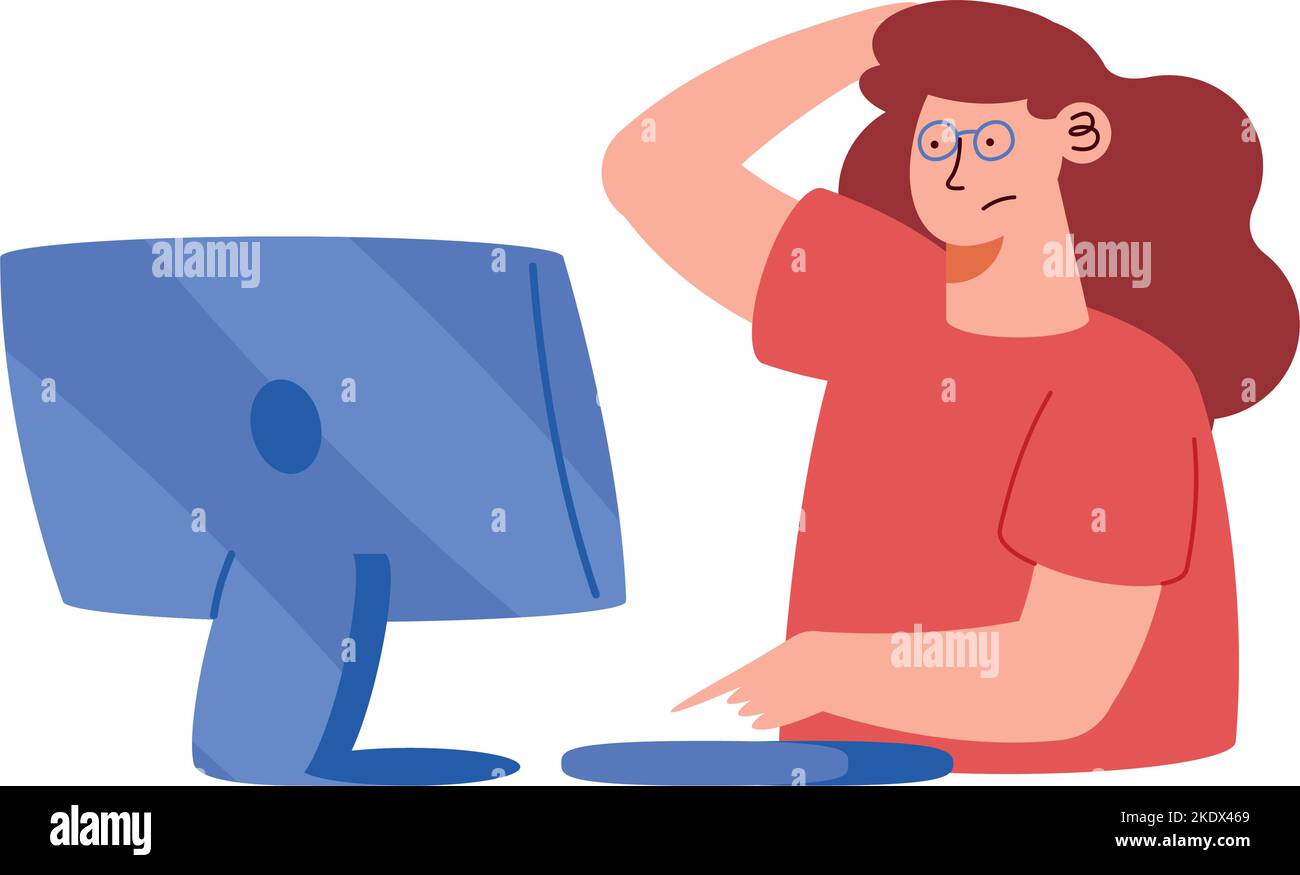 woman using desktop computer tech Stock Vector Image & Art - Alamy