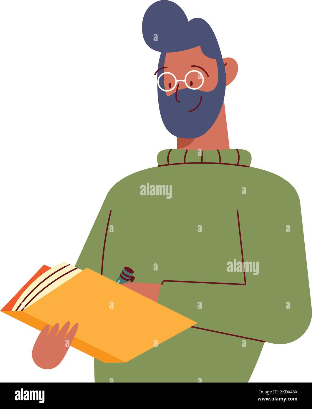 man standing writing in book character Stock Vector Image & Art - Alamy