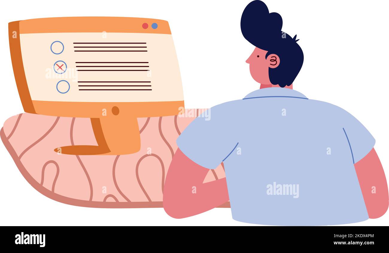 man using desktop computer tech Stock Vector Image & Art - Alamy