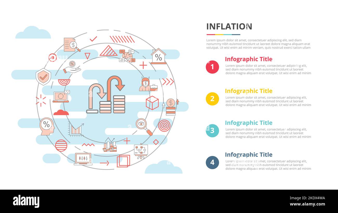 inflation concept for infographic template banner with four point list ...