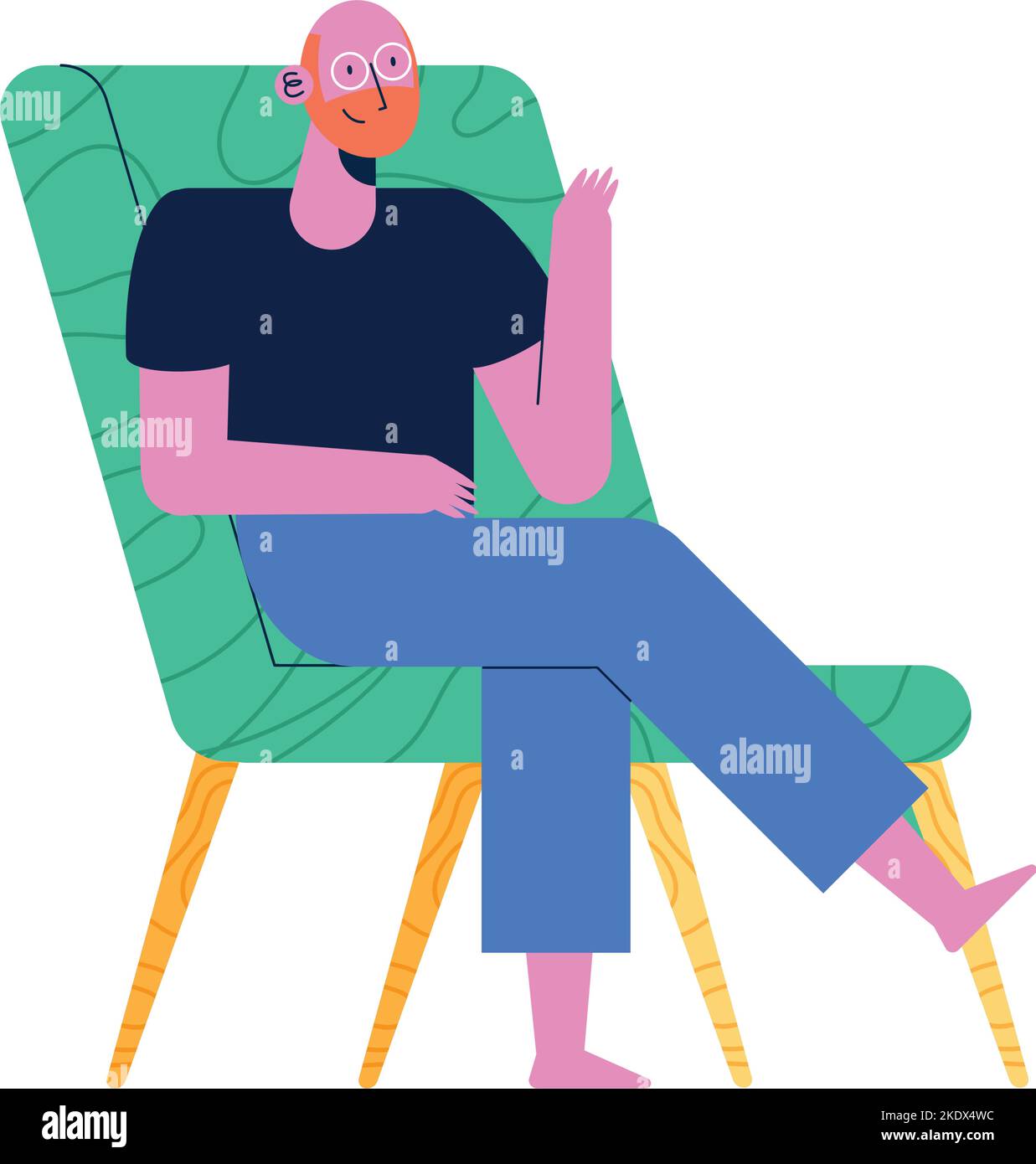 bearded man seated in sofa character Stock Vector Image & Art - Alamy