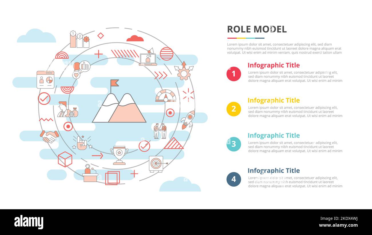 role model concept for infographic template banner with four point list information vector ...