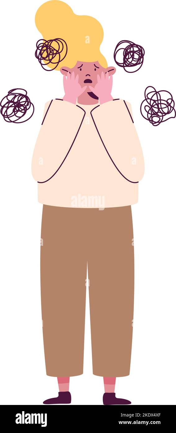woman with anxiety mood character Stock Vector Image & Art - Alamy