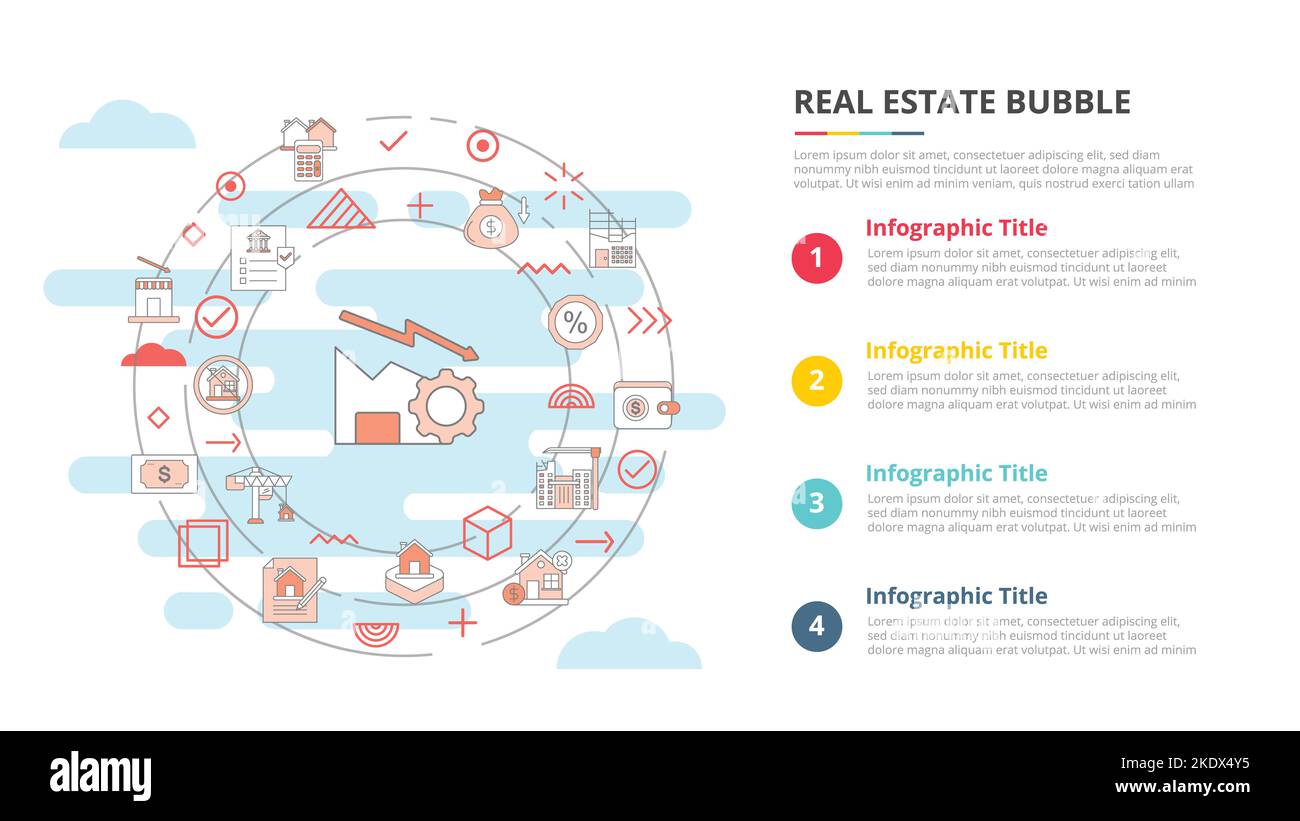 real estate bubble concept for infographic template banner with four ...
