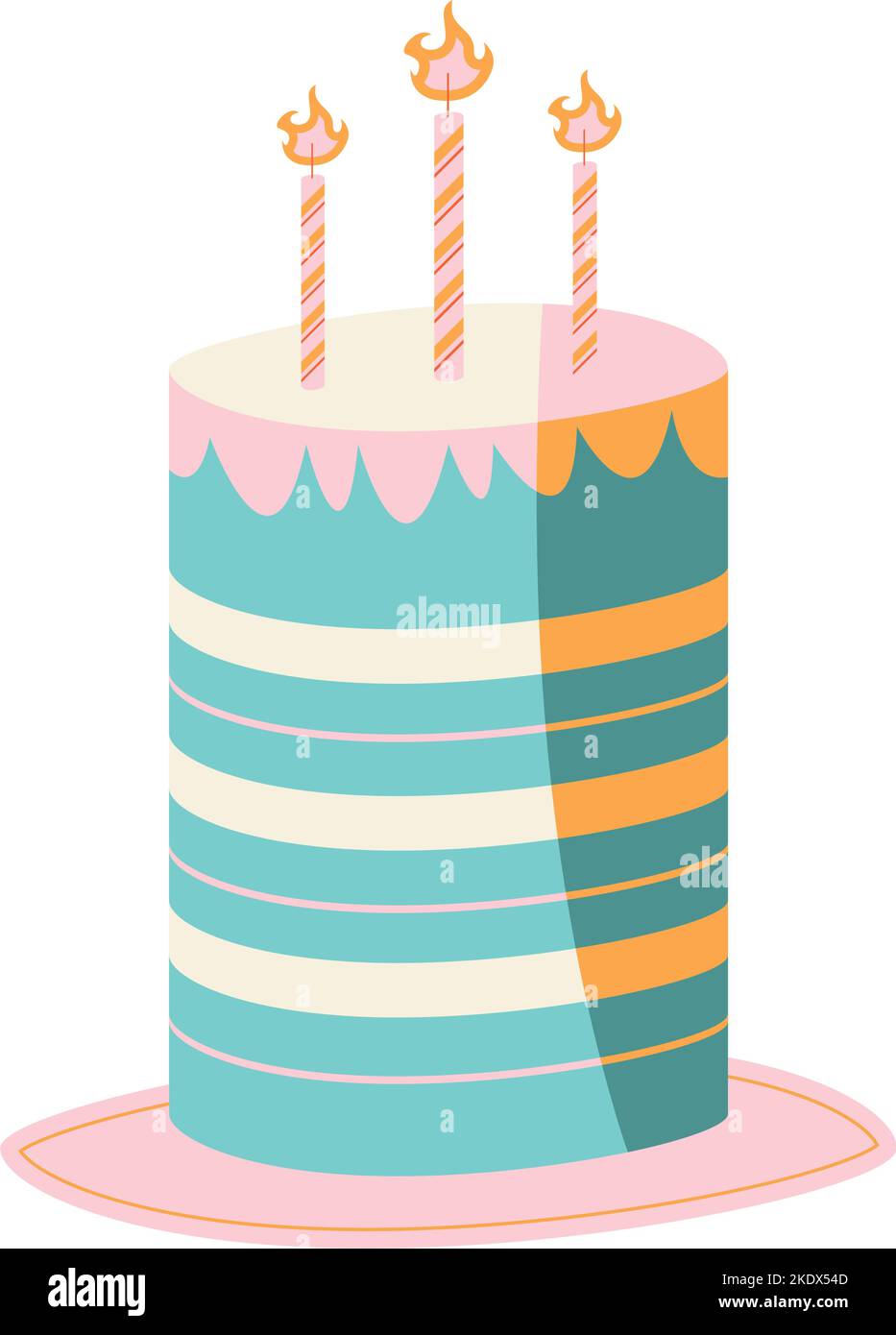 sweet cake with candles pastry product Stock Vector Image & Art - Alamy