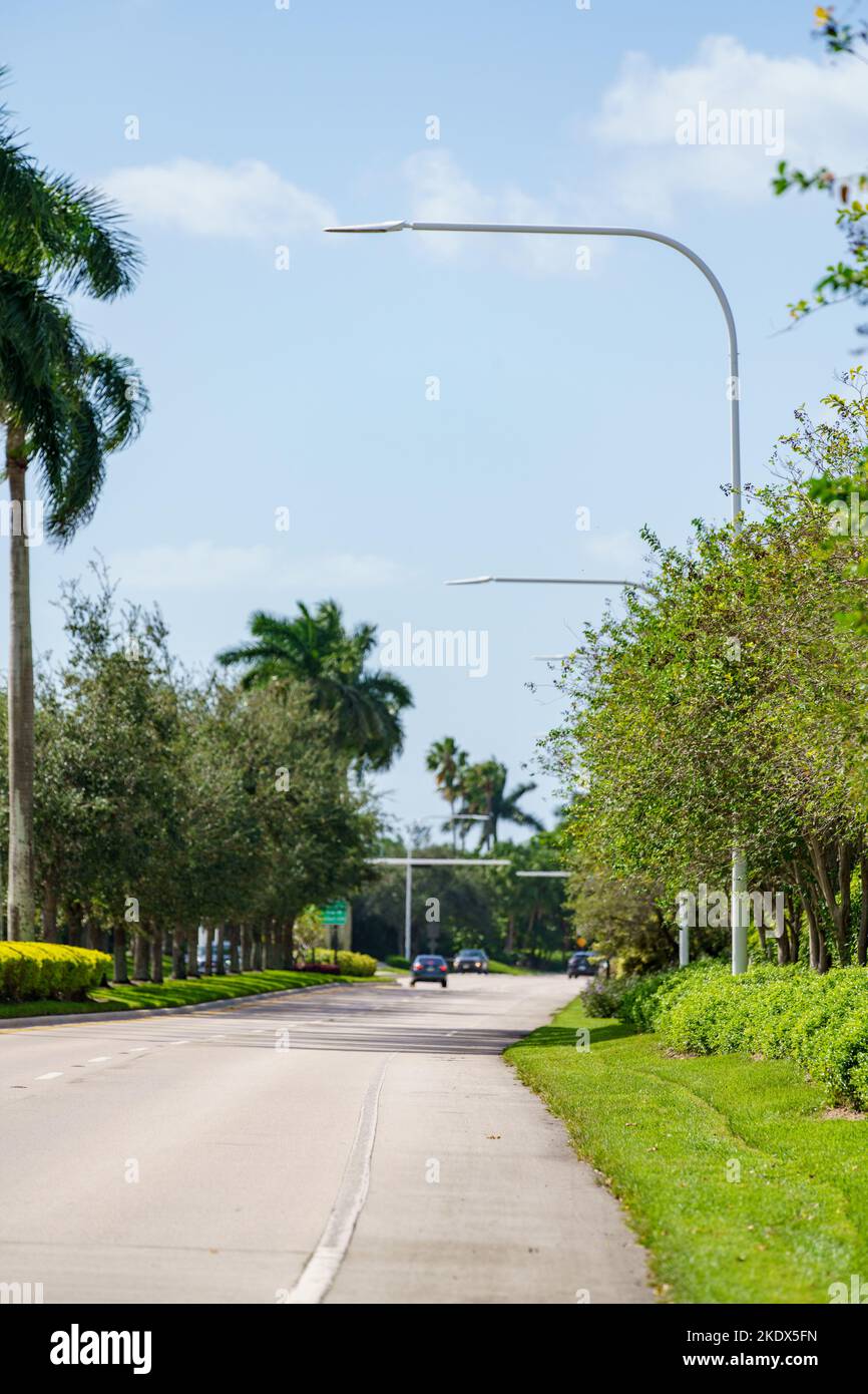 Neat and tidy landscaped streets in Weston Florida USA Stock Photo - Alamy