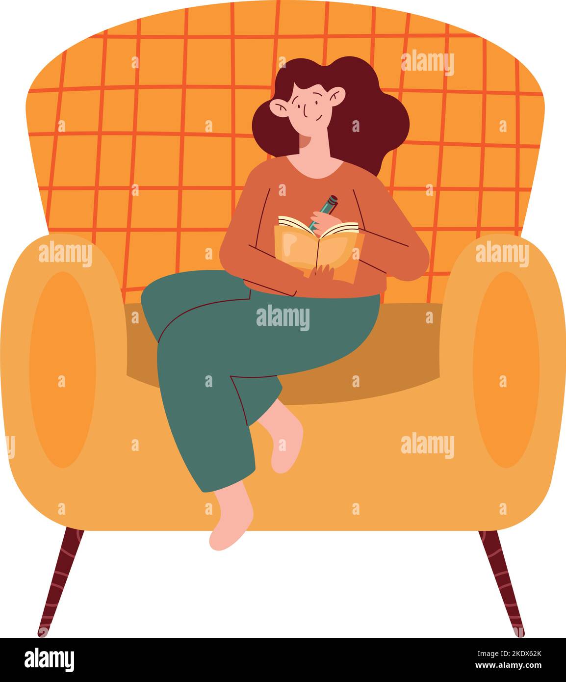 woman writing seated in sofa character Stock Vector Image & Art - Alamy