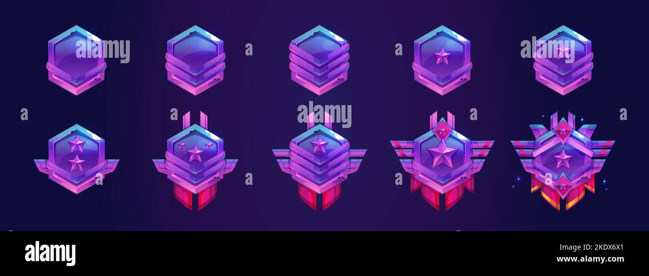 Metal military badges for war game interface. Military icons, set of ...