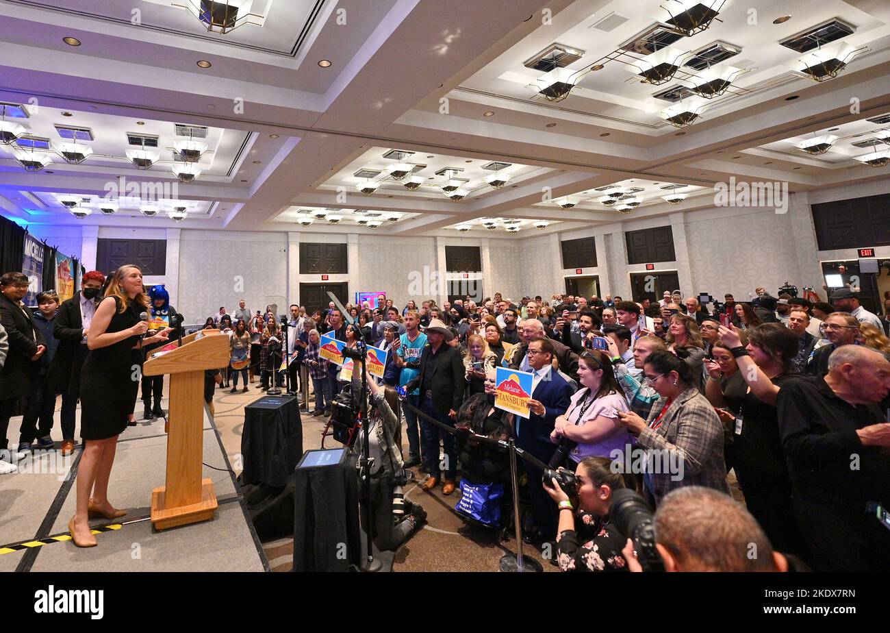US Representative Melanie Stansbury (D-NM) addresses the crowd at the ...