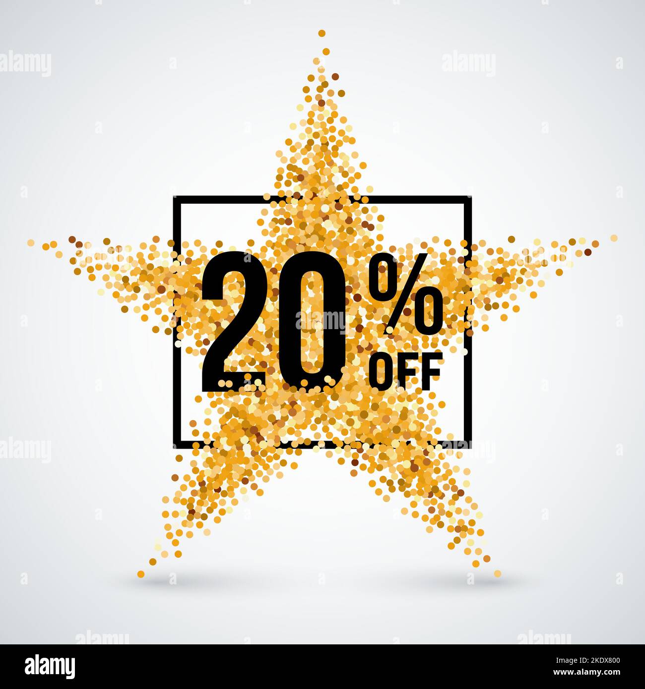 Golden Star and Frame with Discount Twenty Percent Stock Vector Image ...