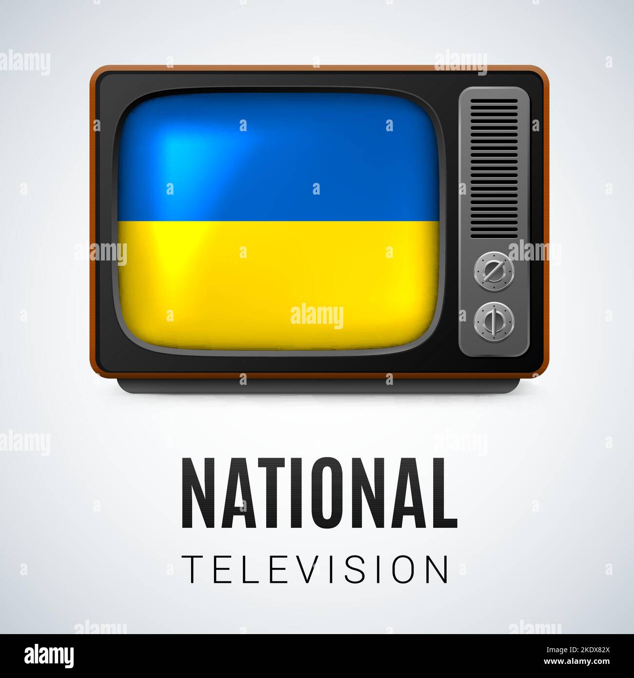Vintage TV and Flag of Ukraine as Symbol National Television. Button ...