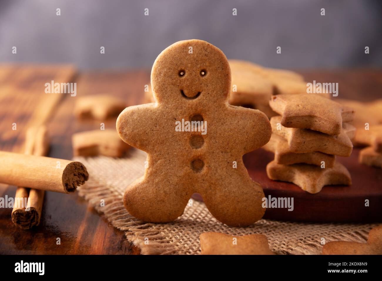 Homemade smiling gingerbread man cookie, traditionally made at ...