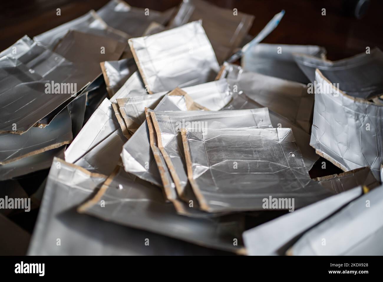 Milk carton packages collected for recycling Stock Photo - Alamy