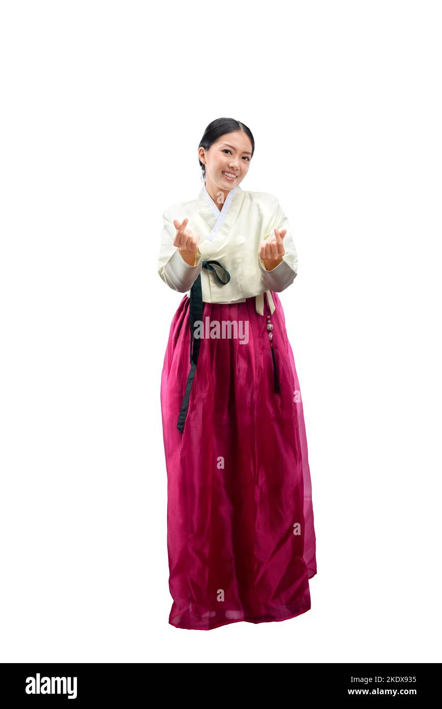 Asian woman wearing a traditional Korean national costume, Hanbok ...