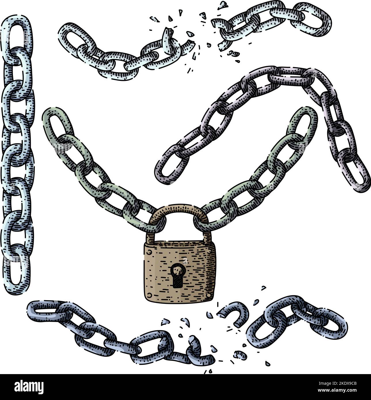 chain iron set sketch hand drawn vector Stock Vector Image & Art - Alamy