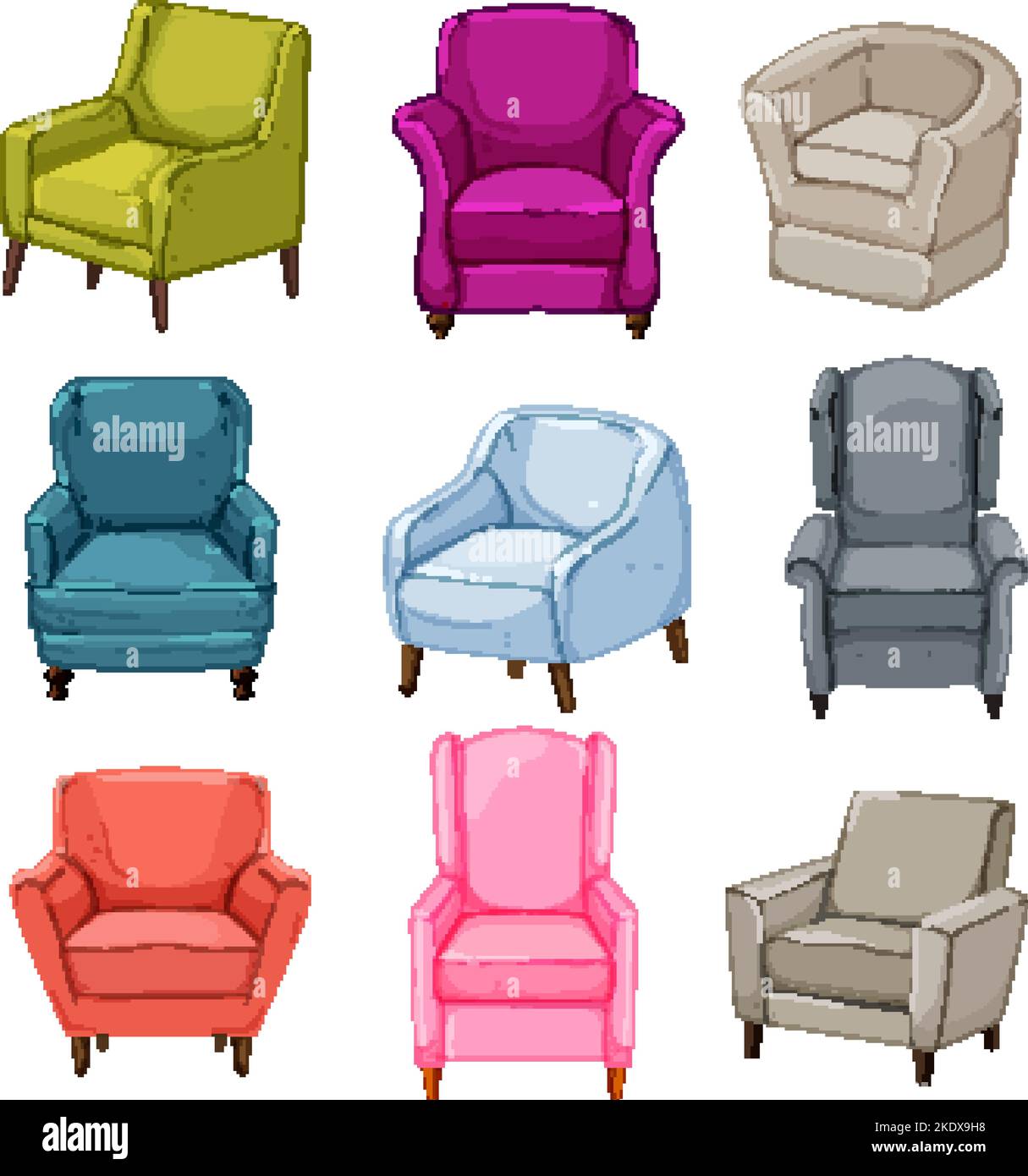 armchair chair set cartoon vector illustration Stock Vector Image & Art ...