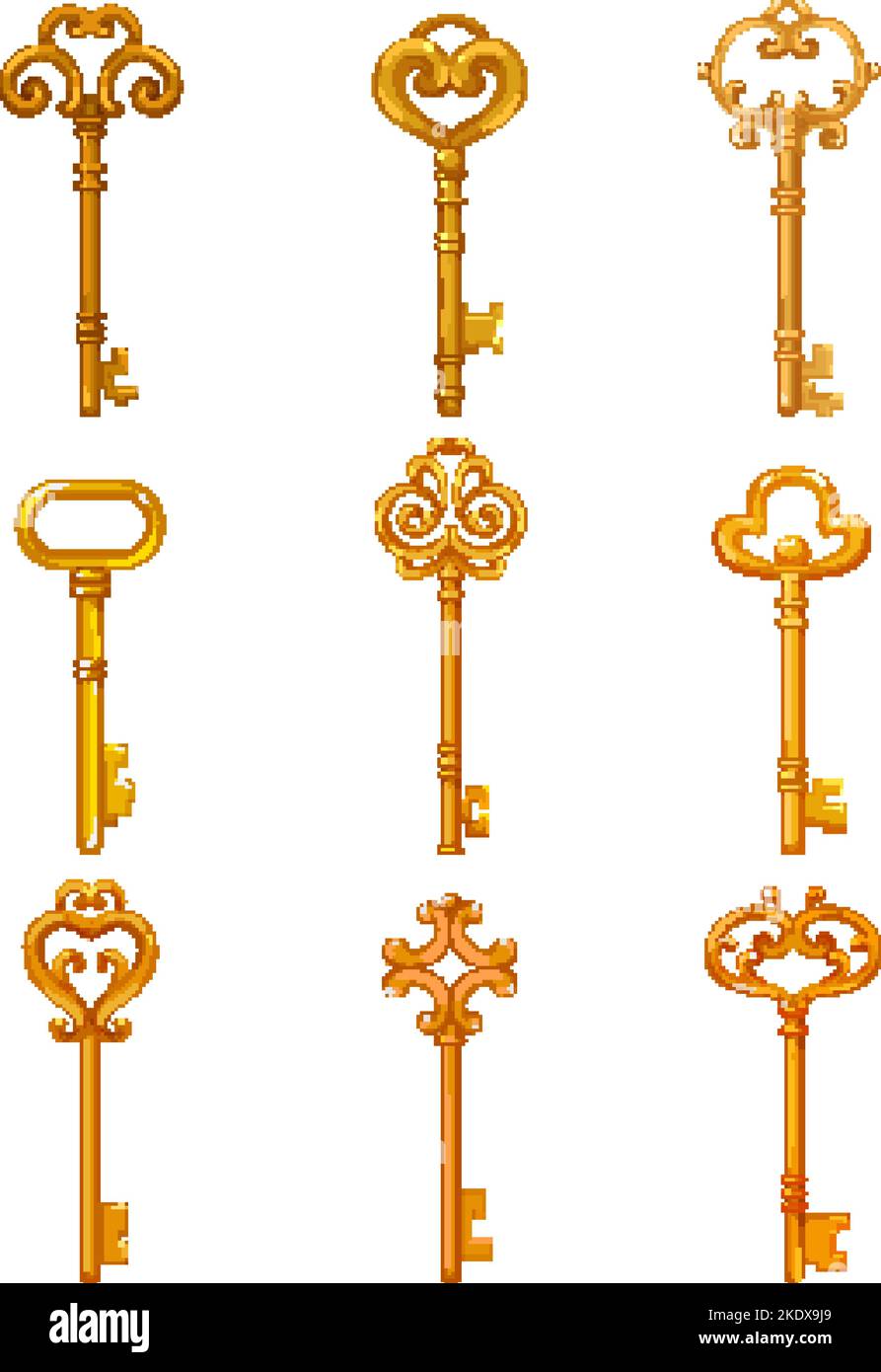 key vintage set cartoon vector illustration Stock Vector Image & Art ...