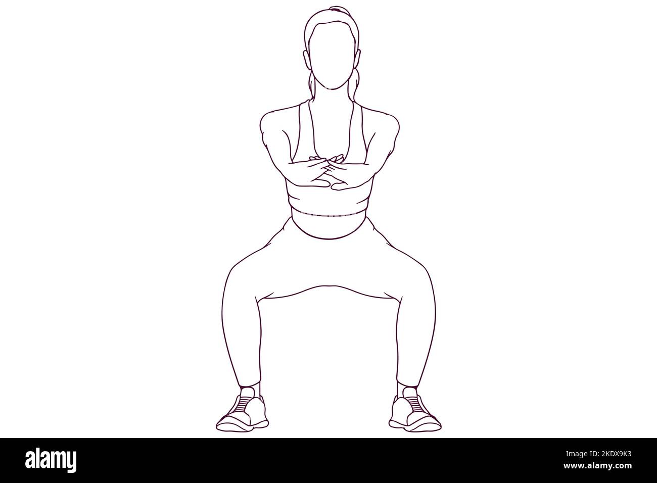 fitness girl stretching hand drawn style vector illustration Stock ...