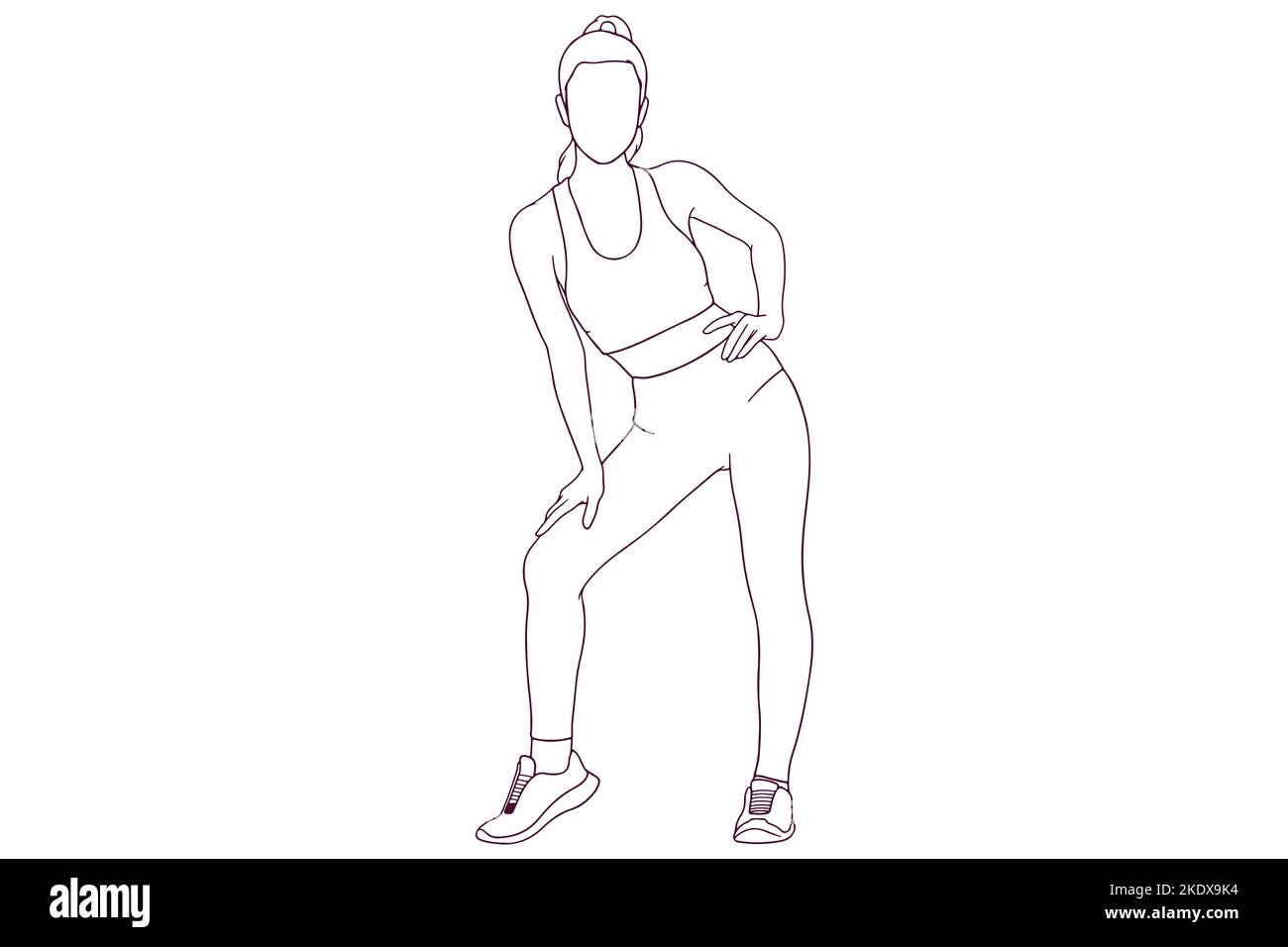 fitness girl posing hand drawn style vector illustration Stock Vector ...