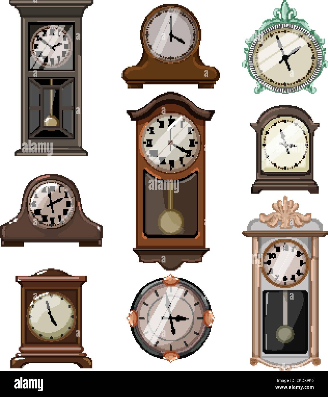 clock vintage set cartoon vector illustration Stock Vector Image & Art ...