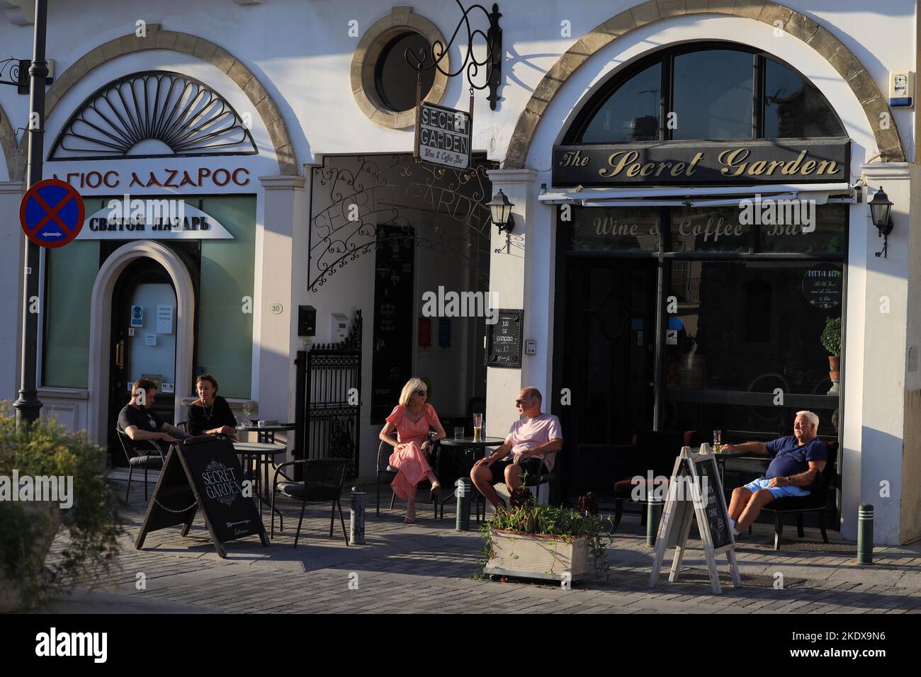 Larnaca, Cyprus. 23rd May, 2022. The Secret Garden cafe bar directly ...