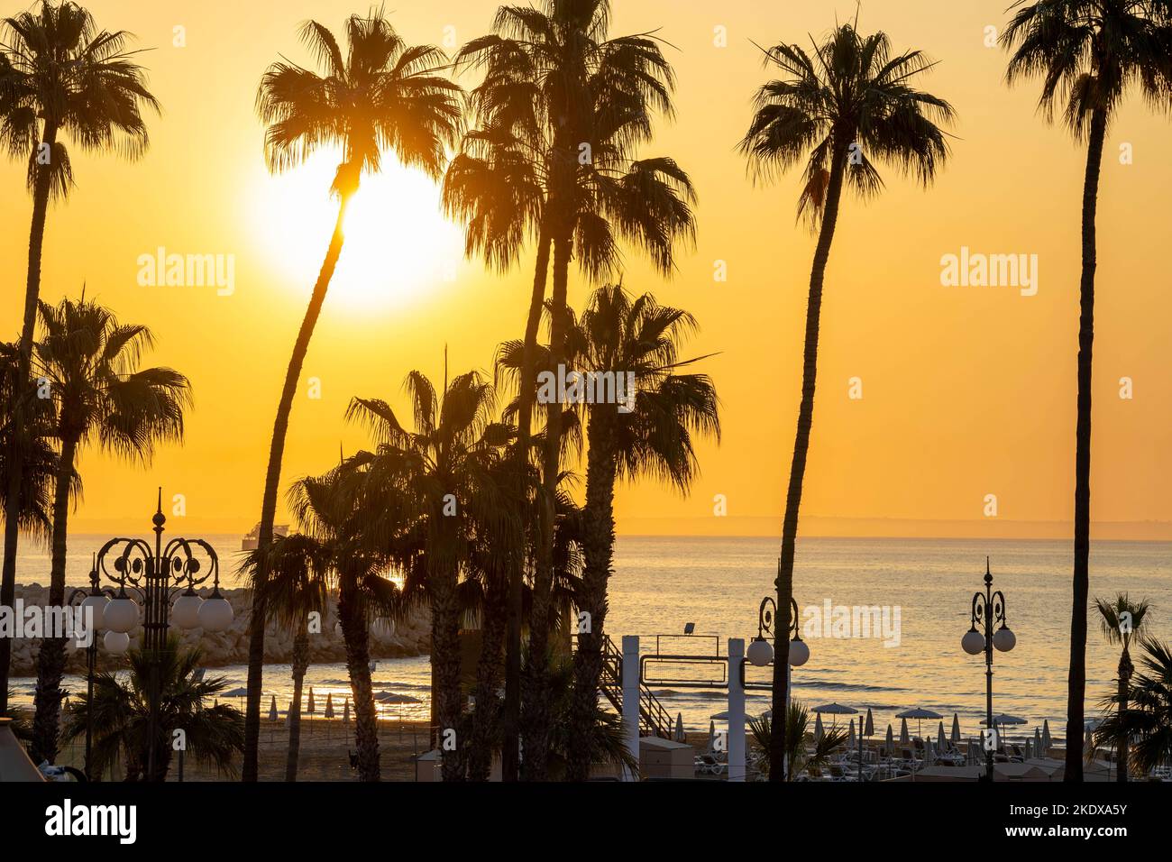 Larnaca, Cyprus. 23rd May, 2022. Palm trees and the Mediterranean at ...