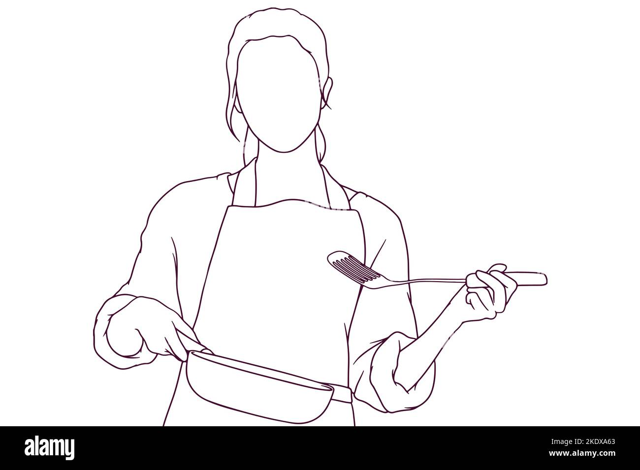 beautiful chef cooking hand drawn style vector illustration Stock ...