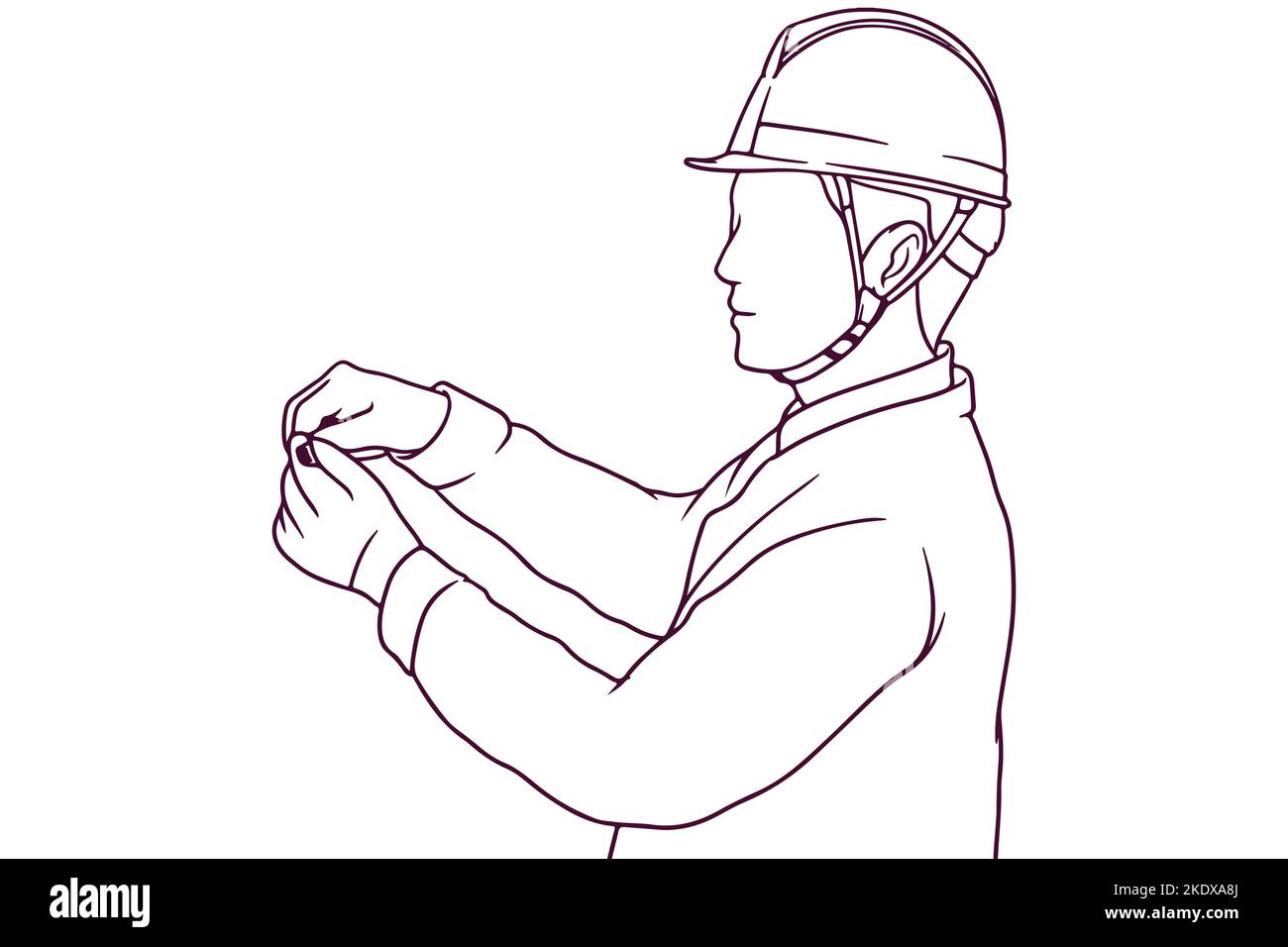 engineer with a helmet hand drawn style vector illustration Stock ...