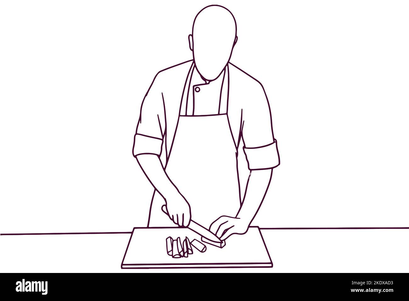 hand drawn chef chopping with knife illustration Stock Vector Image ...