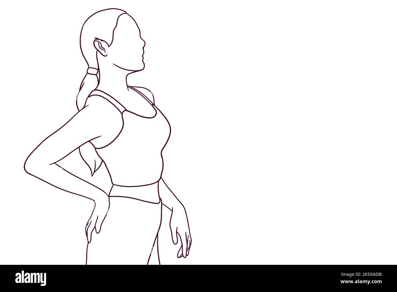 hand drawn beautiful woman wearing sportswear illustration Stock Vector ...