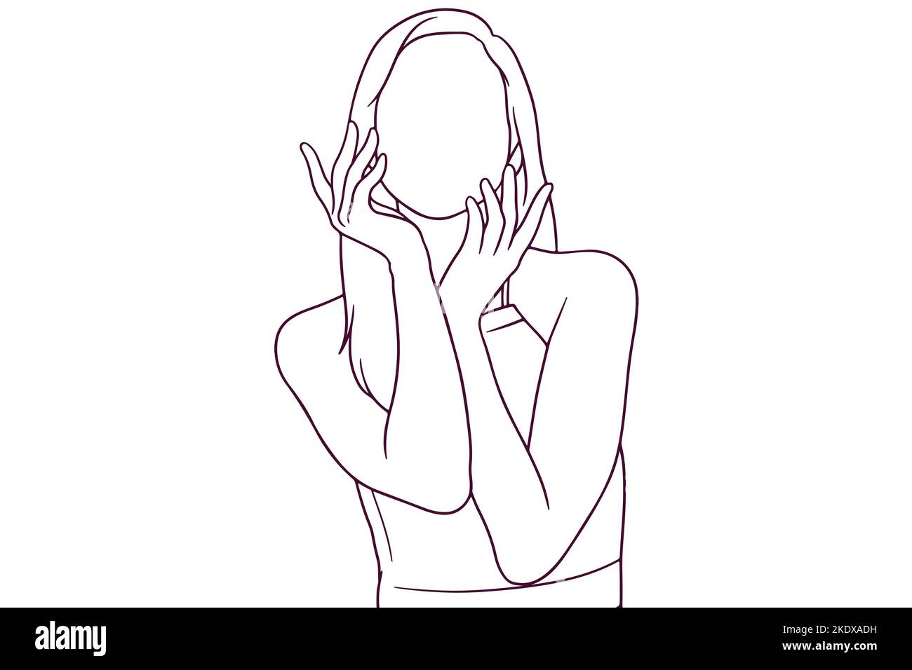 beautiful woman hand drawn style vector illustration Stock Vector Image ...