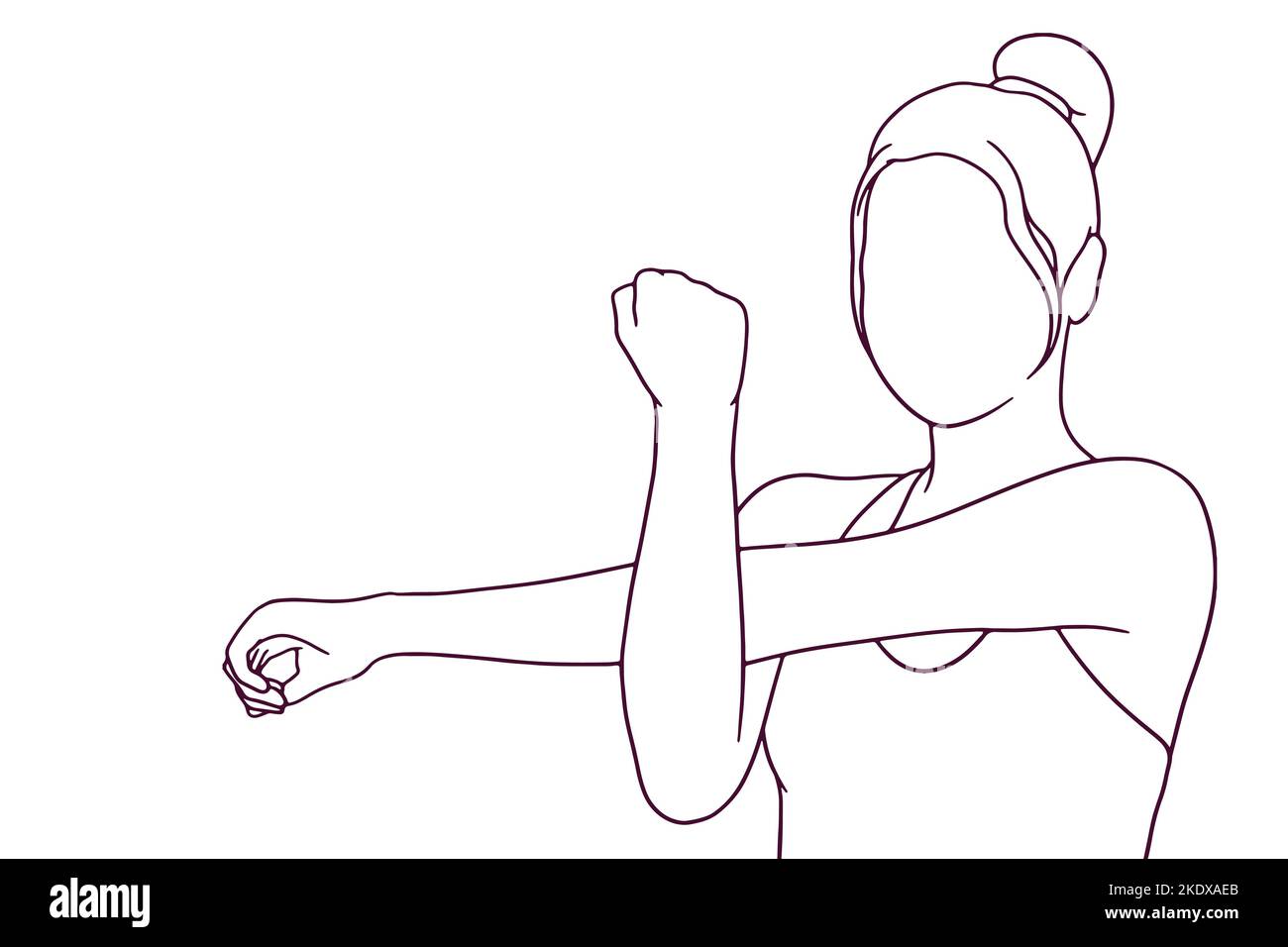 hand drawn beautiful woman doing stretching illustration Stock Vector ...