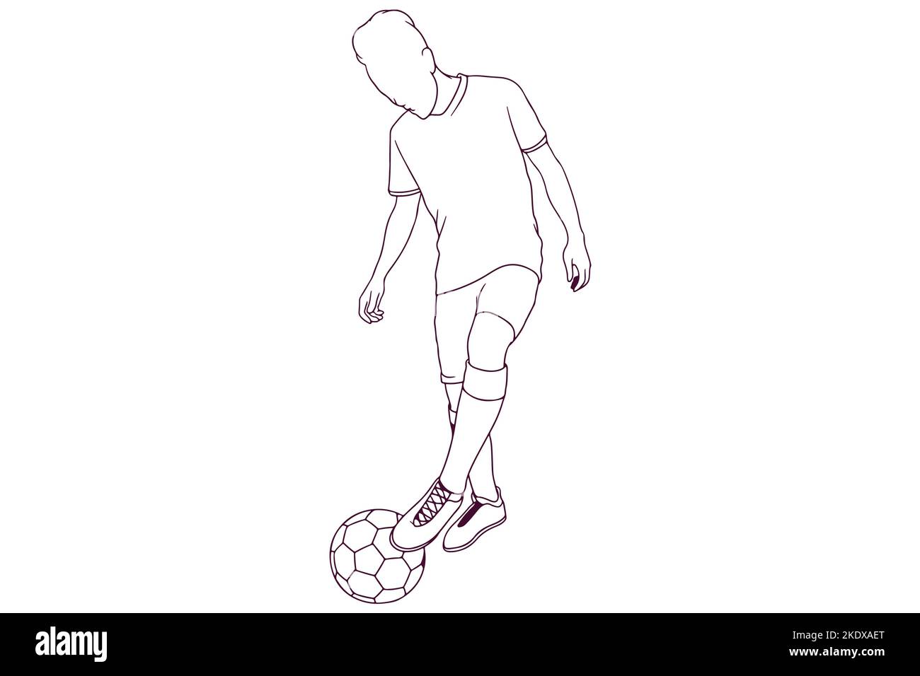 Football Player Dribbling Hand Drawn Style Vector Illustration Stock Vector Image And Art Alamy