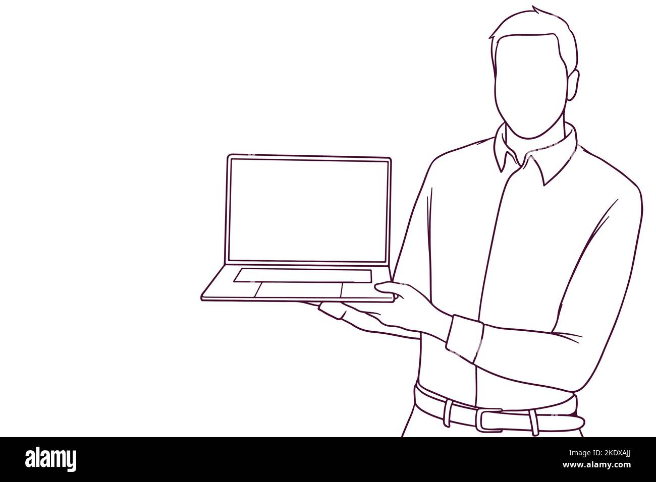 Man showing laptop standing Stock Vector Images - Alamy