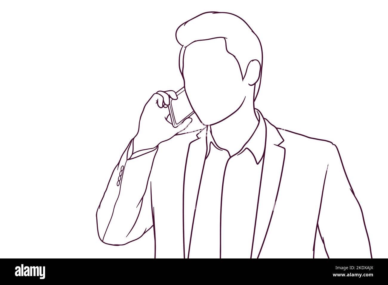 Line art man smartphone Stock Vector Images - Alamy