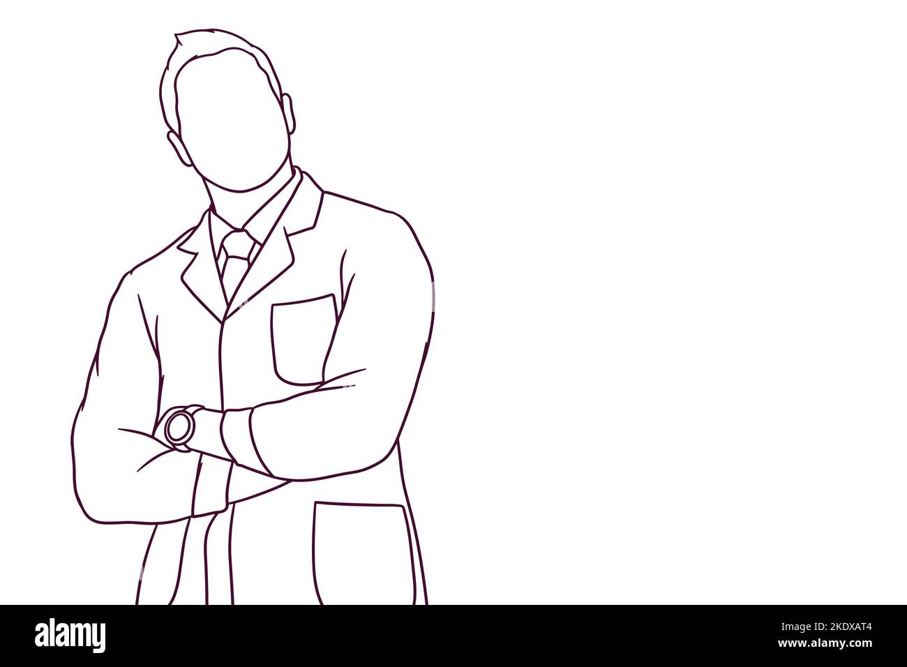 hand drawn doctor standing with crossed arm illustration Stock Vector ...