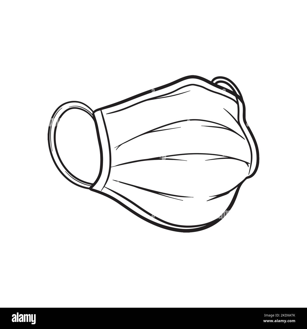 hand drawn surgical medical mask doodle illustration Stock Vector Image ...